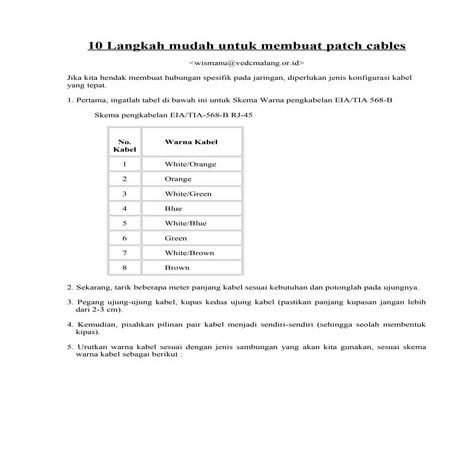 10 langkah mudah membuat patch cable | DOC