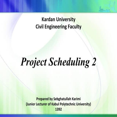 10 Lecture Project Scheduling 2 Ppt