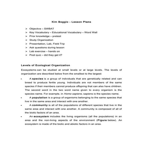 10 !!lesson plans levels of ecological organization | DOC | Biological ...