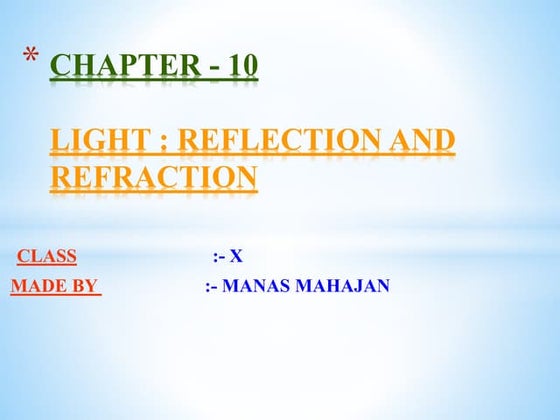 Reflection of light | PPTX | Physics | Science
