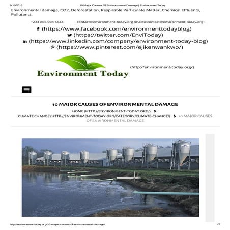 10 major causes of environmental damage environment today | PDF