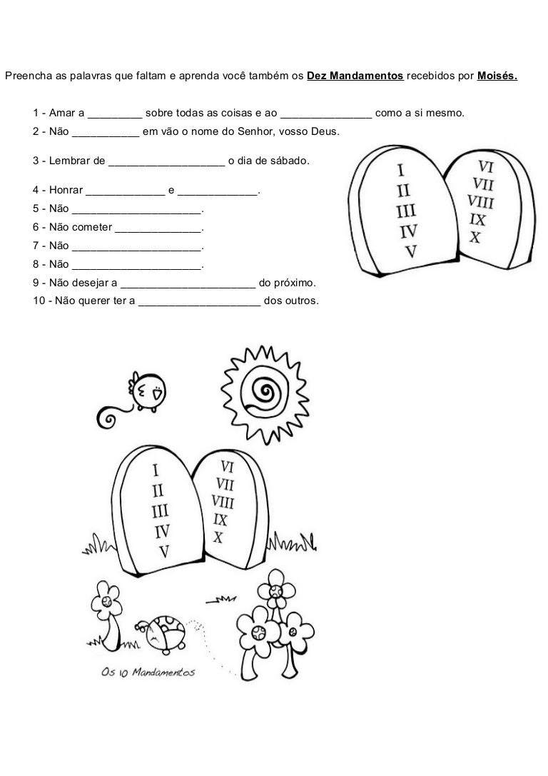 10 Mandamentos Atividades