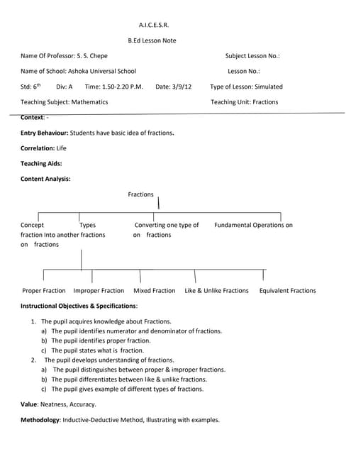 A detailed lesson plan | PDF