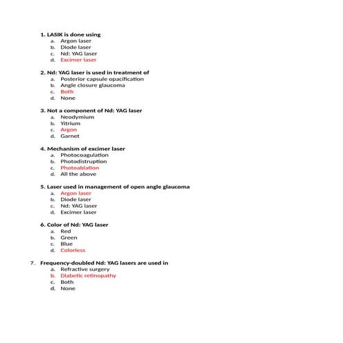 10 MCQs (Multiple Choice Questions) - Lasers in ophthalmology.docx