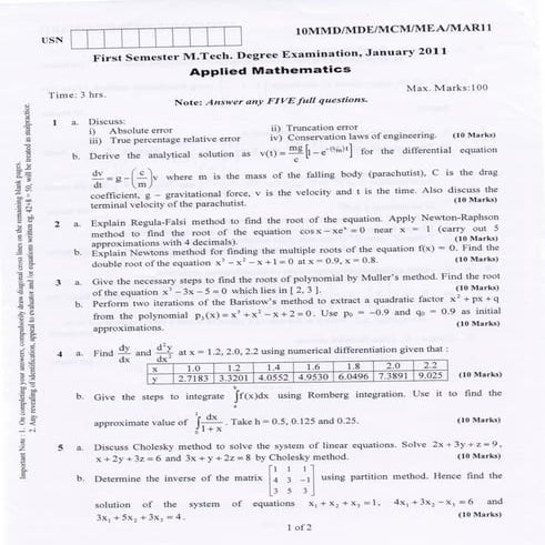 10 mmd11 applied mathematics - jan 2011 | PDF