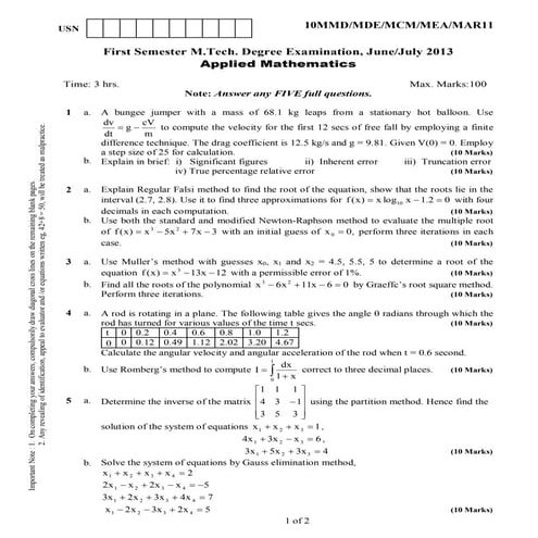 10 mmd11 applied mathematics - june, july 2013 | PDF