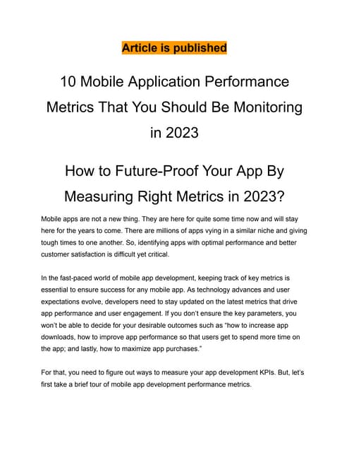 12 Key Mobile App Metrics You Should Monitor In Mobile App Development