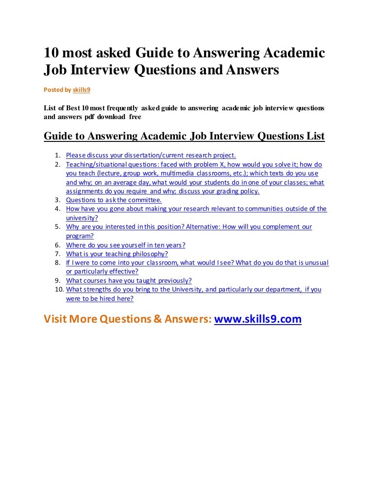 10 most asked guide to answering academic job interview questions and…