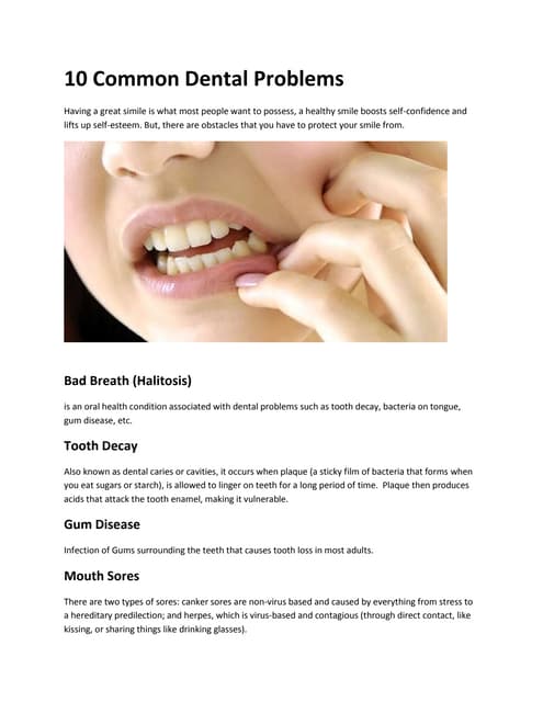 Five Common Dental Problems In Adults | A Quick Guide | PPTX