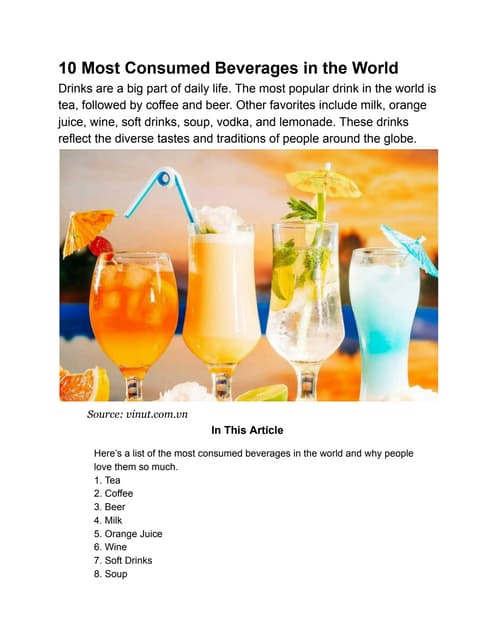 Non alcoholic beverages | PPTX | Non-Alcoholic Beverages | Food & Drink