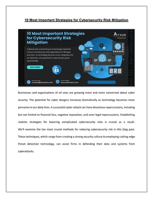 Mitigation Strategies For Cybersecurity Threats Pdf