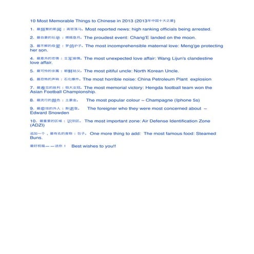 10 most memorable things to chinese in 2013 | PDF