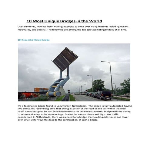 10 most unique bridges in the world | DOCX | Asia Travel | Travel Locations