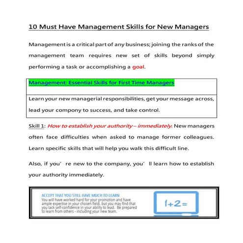 10 must have management skills for new managers | DOCX