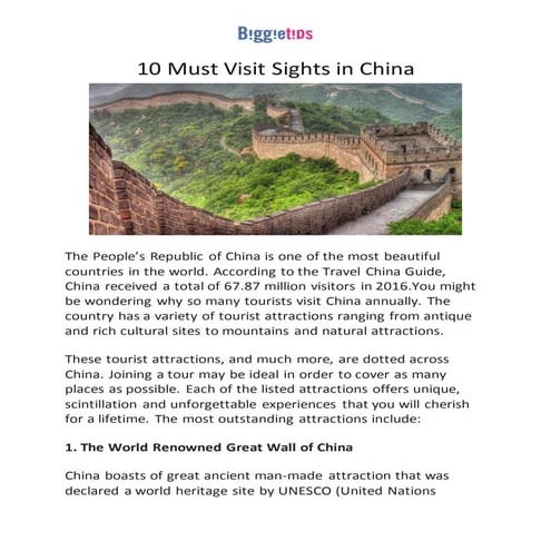 10 must visit sights in china | DOCX
