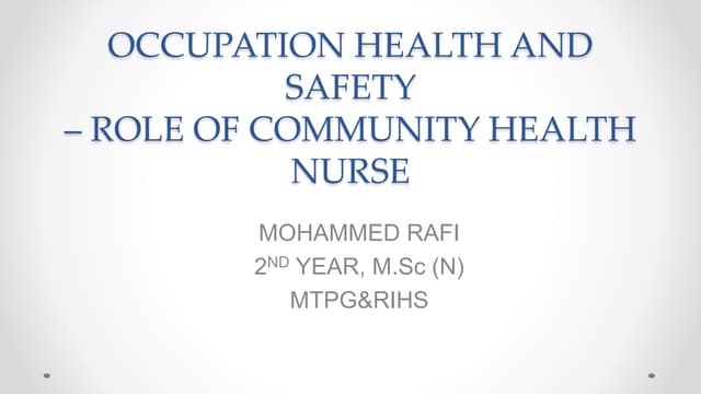 Occupational Health and Safety Practices | PPTX