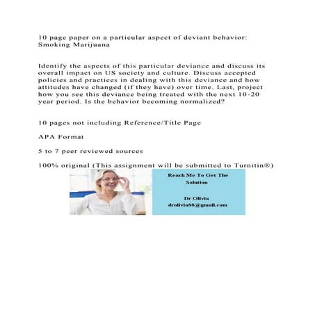 10 page paper on a particular aspect of deviant behavior Smoking .docx