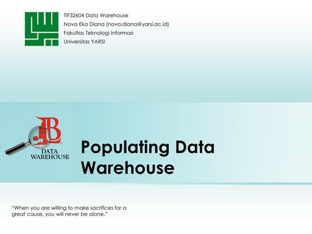 Populating Data Warehouse | PPT Populating Data Warehouse | PPT