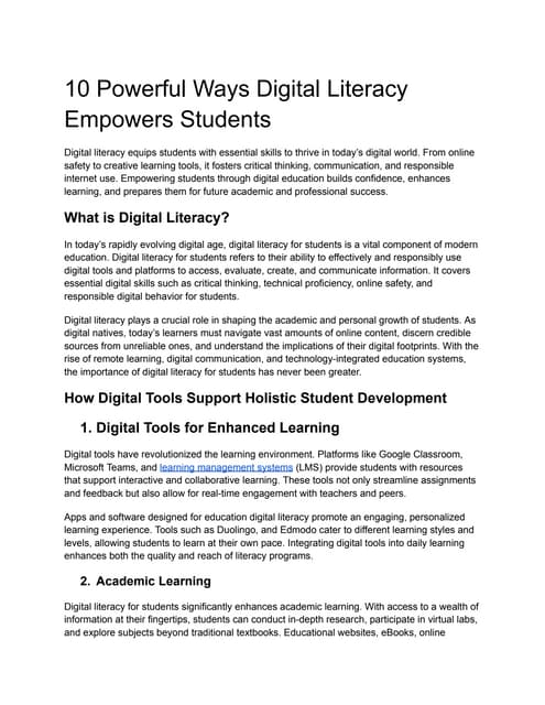 Digital literacy ppt | PPTX