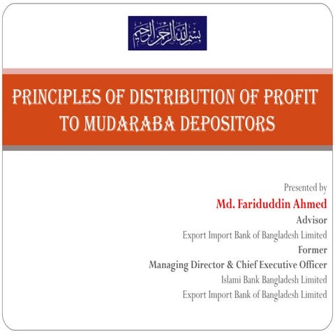 Principles of distribution of profit to mudaraba depositors (weightage ...