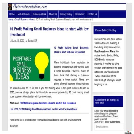 10 profit making small business ideas to start with low investment | PPT