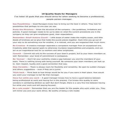 10 quality goals for managers | PDF