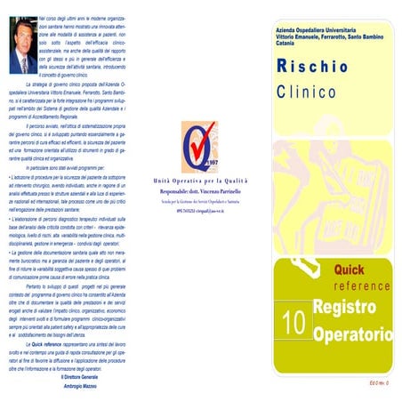 Rischio clinico, Registro Operatorio | PDF