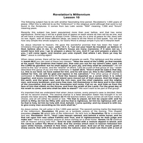 Sermon 05 - Revelation's Millineum | DOC