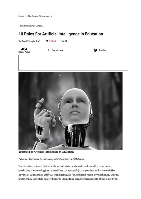 Artificial Intelligence (A.I.) in Schools (PPT) | PPT