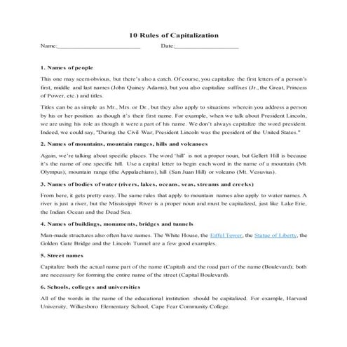 10 rules of capitalization | PDF