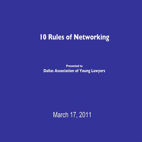 10 Rules of Networking | PPT