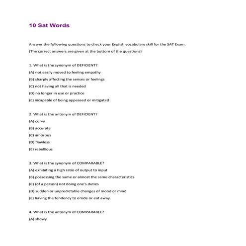 10 Sat Words | PDF