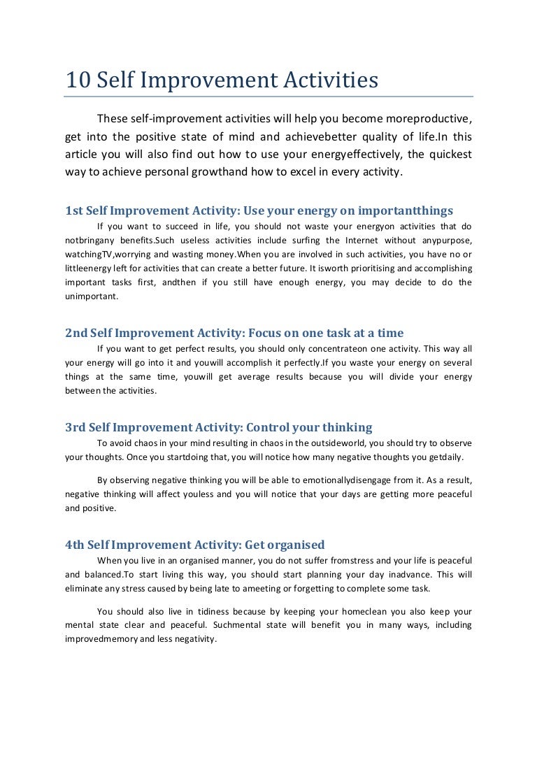 10 self improvement activities