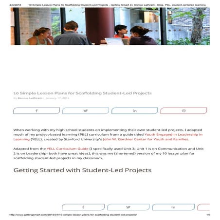 10 simple lesson plans for scaffolding student led projects - getting smart by bonnie lathram ...