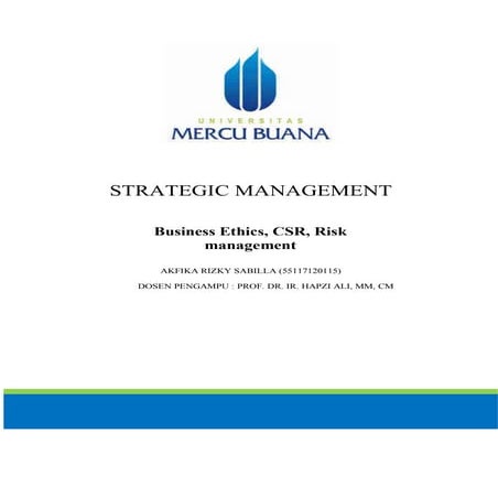 10, SM, Akfika Rizky Sabilla, Hapzi Ali, Business Ethics, CSR, and Risk Management, UNIVERSITAS ...