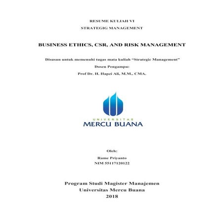 10, sm, rame priyanto, hapzi ali, business ethics, csr, and risk management, universitas mercu ...