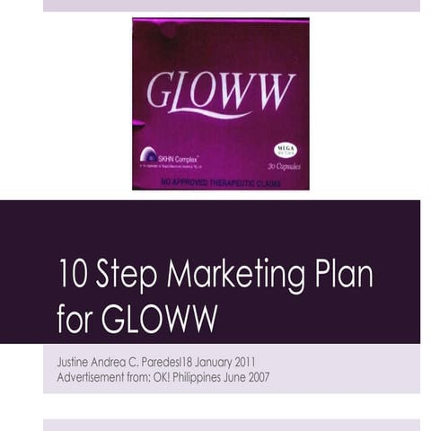 10 Step Marketing Plan for GLOWW | PPTX