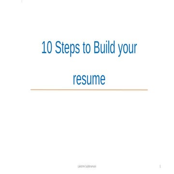 10 steps to build your resume | PPT | Resume Writing and Advice | Job ...