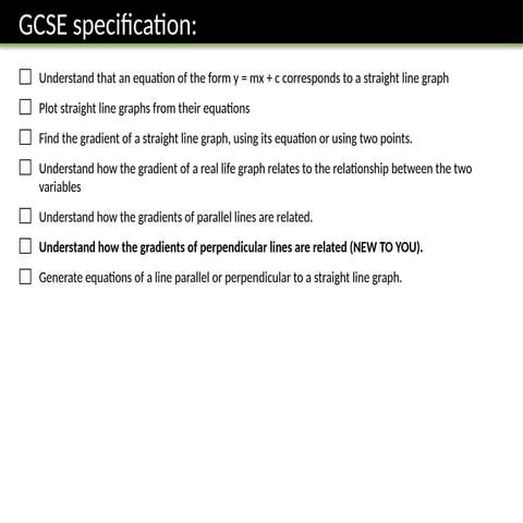 10 Straight Line Graphs GCSE Review Slides | PPTX