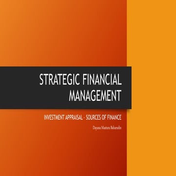 Strategic Financial Management - Sources of Finance | PPTX
