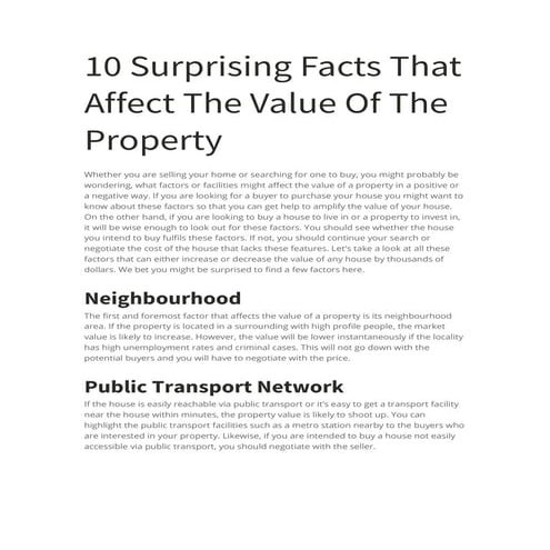 10 surprising facts that affect the value of the property | PDF | Home ...