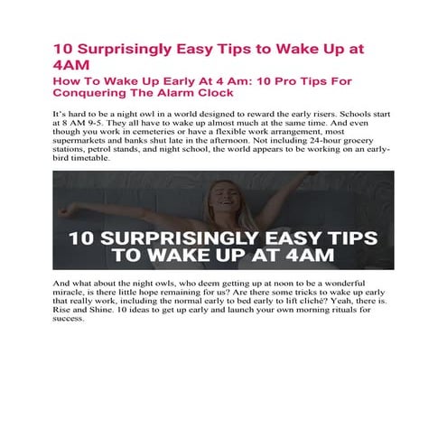 10 Surprisingly Easy Tips to Wake Up at 4 AM | PDF