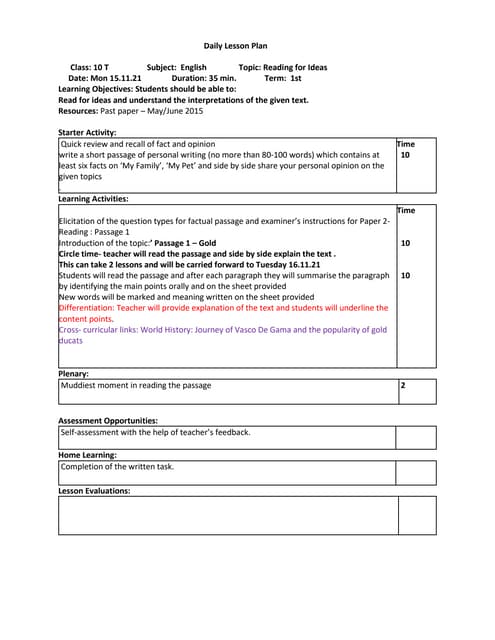 Lesson Plan (Letter) | DOCX