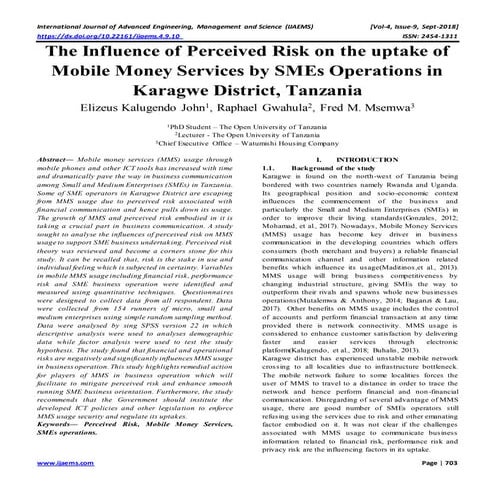 The Influence of Perceived Risk on the uptake of Mobile Money Services ...