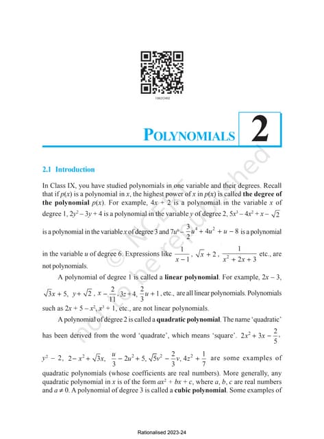 CLASS X MATHS Polynomials | PPT