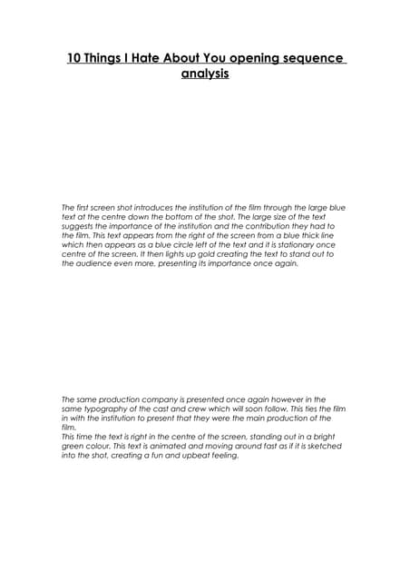 10 Things I Hate About You - Film analysis | PPTX