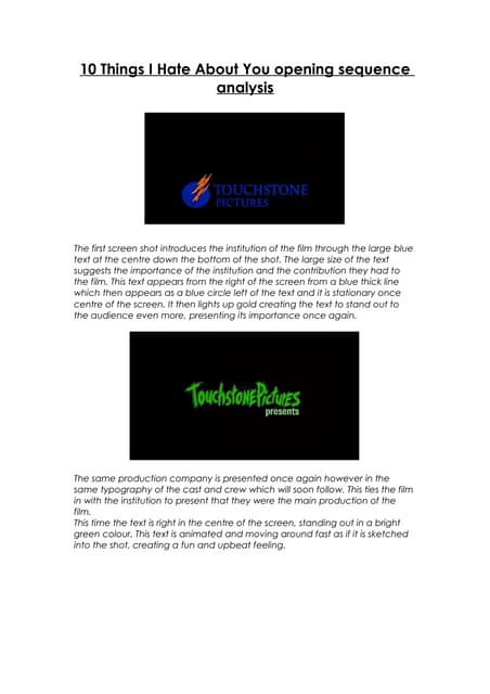 10 Things I Hate About You - Film analysis | PPT