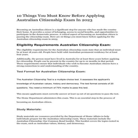 Mastering Australian Citizenship A Comprehensive Look at the ...