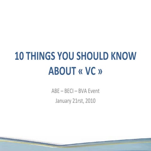 10 Things You Should Know About VC | PPT | Venture Capital | Business ...