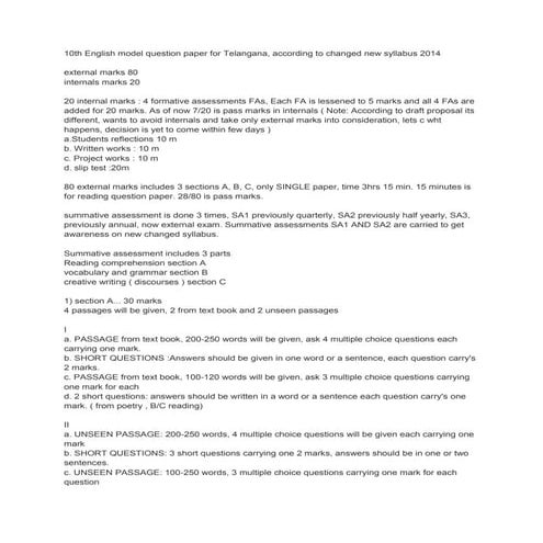10th model quetion paper | DOCX